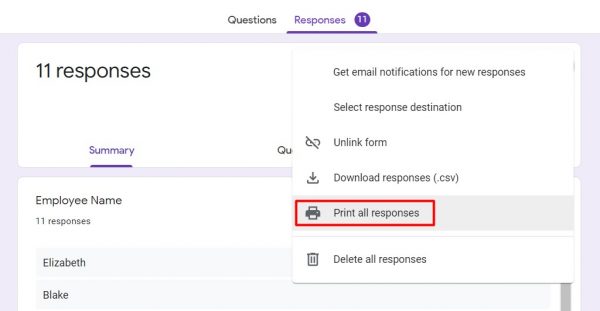 How to export Responses from Google Form to PDF