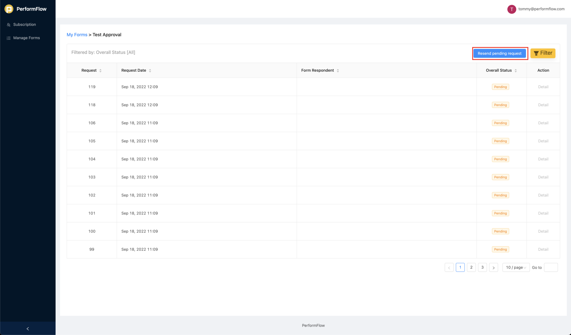 Resend All Pending Requests - PerformFlow - Form Approvals & Form ...