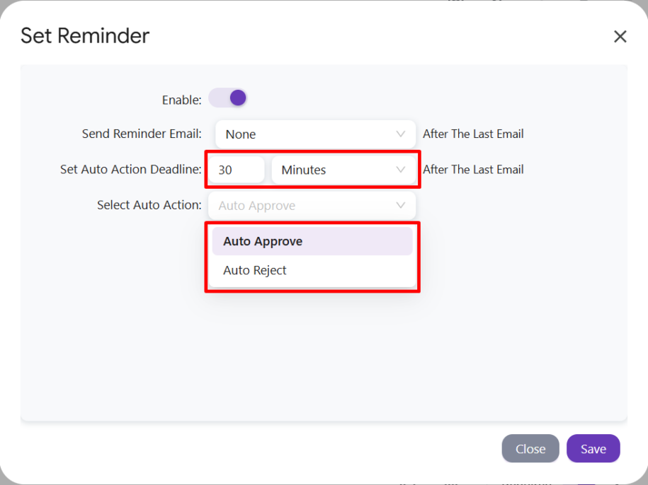 How to use Set Reminder & Auto Approve/Reject - PerformFlow - Form ...