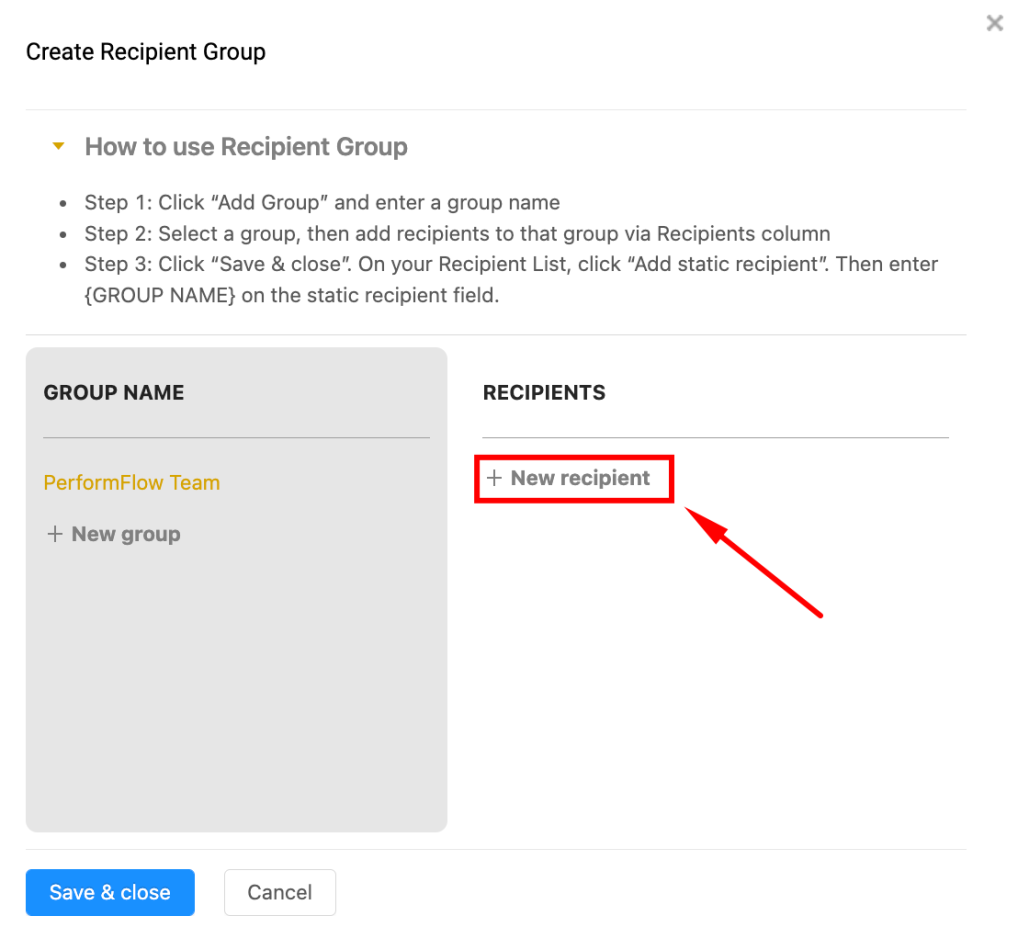 Add & Use Recipient Group - PerformFlow - Form Approvals & Form Publisher & Convert Form to PDF
