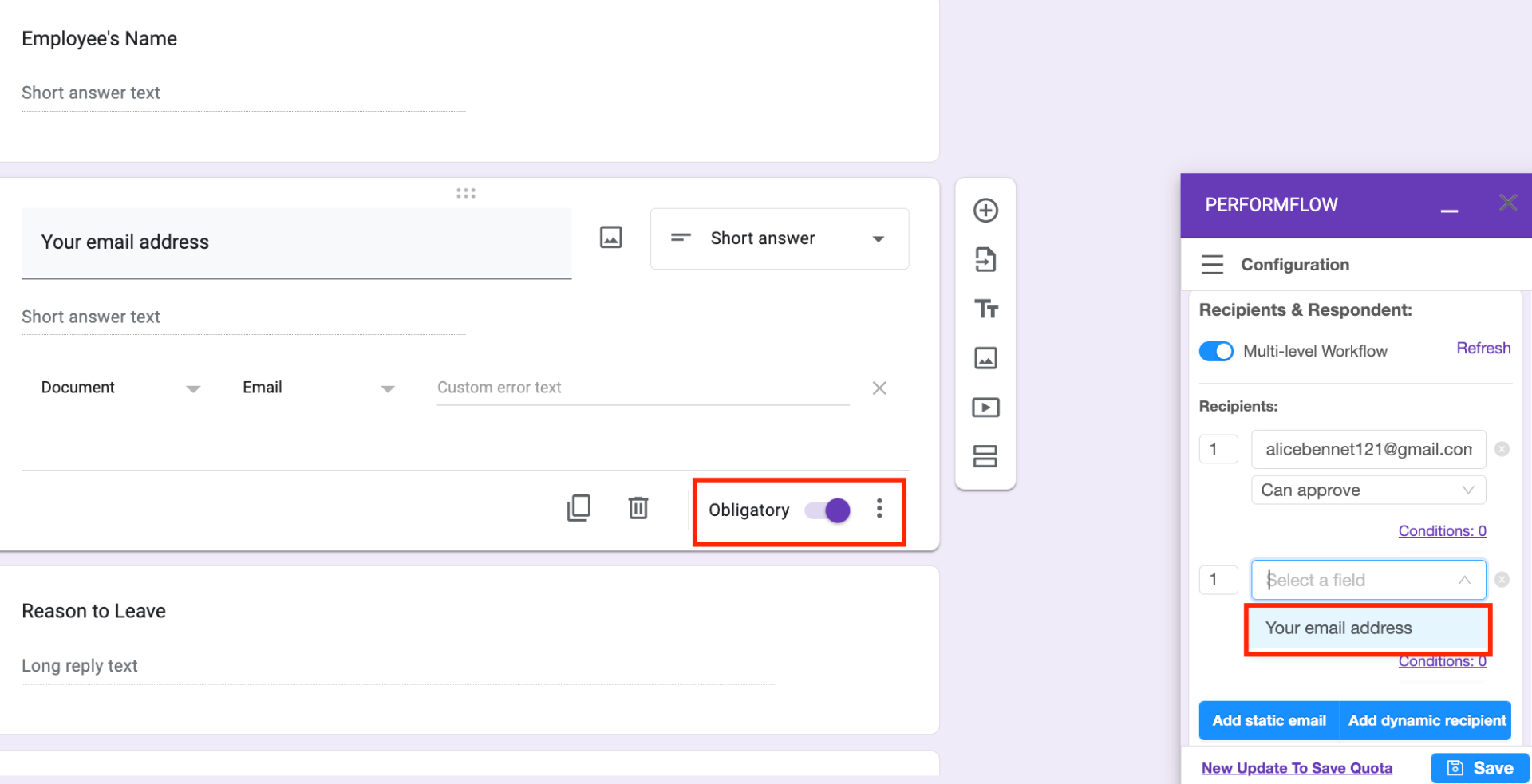 Add Static & Dynamic Recipients - PerformFlow - Form Approvals & Form Publisher & Convert Form ...