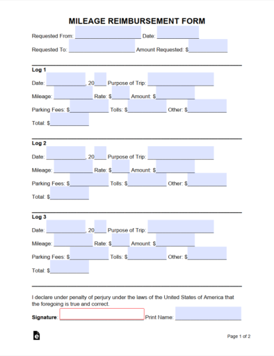 9+ Free Mileage Reimbursement Forms To Download - PerformFlow