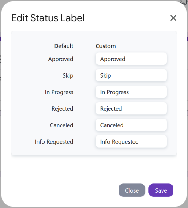 Edit Status Label - PerformFlow - Form Approvals & Form Publisher ...
