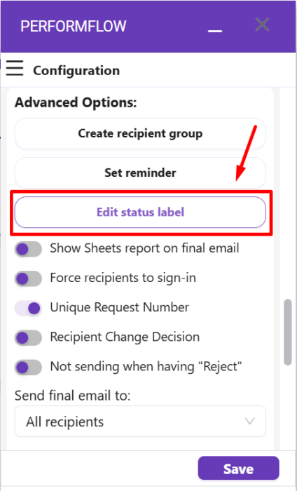 Edit Status Label - PerformFlow - Form Approvals & Form Publisher ...