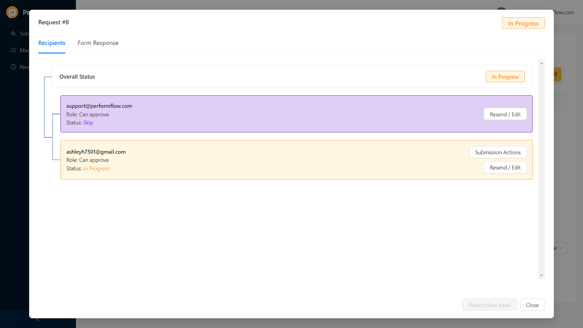 Form Owner Approves on Behalf of Recipients - PerformFlow - Form ...